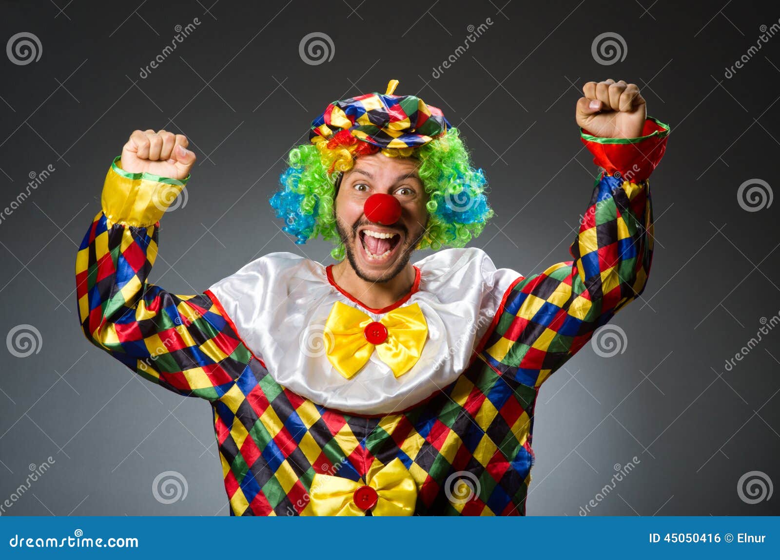 Funny clown in colourful stock photo. Image of humor - 45050416