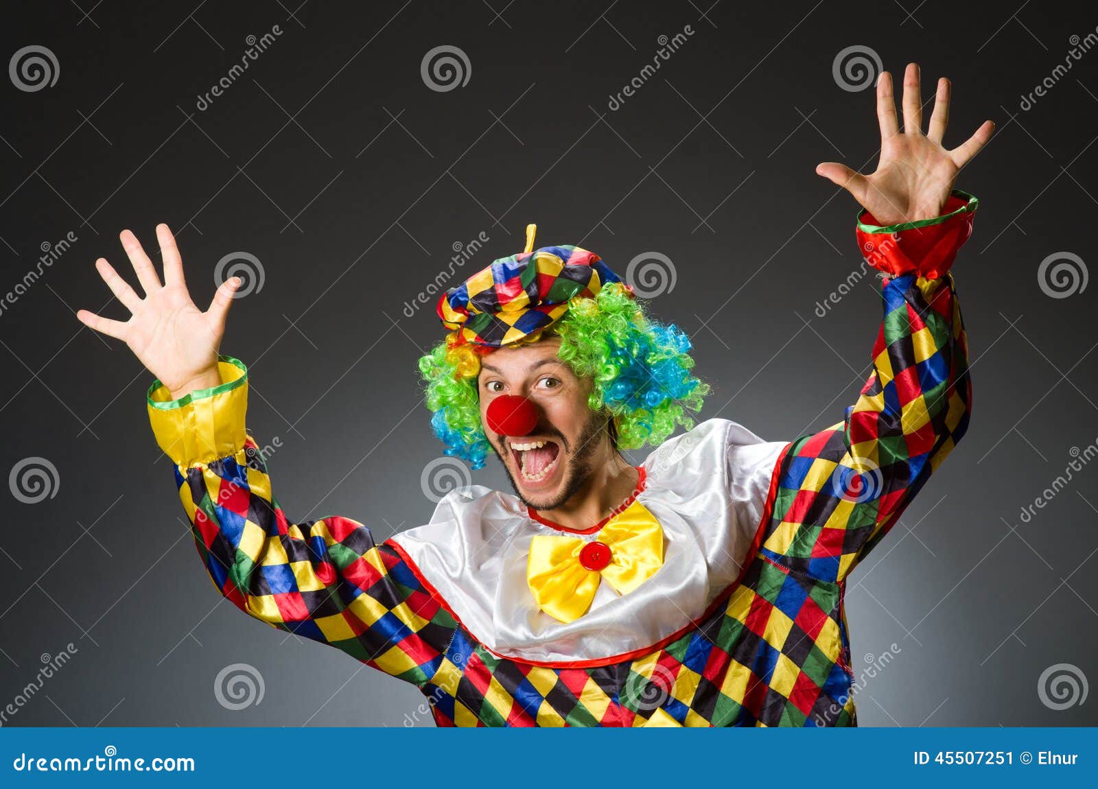 Funny clown in colourful stock image. Image of hats, holiday - 45507251
