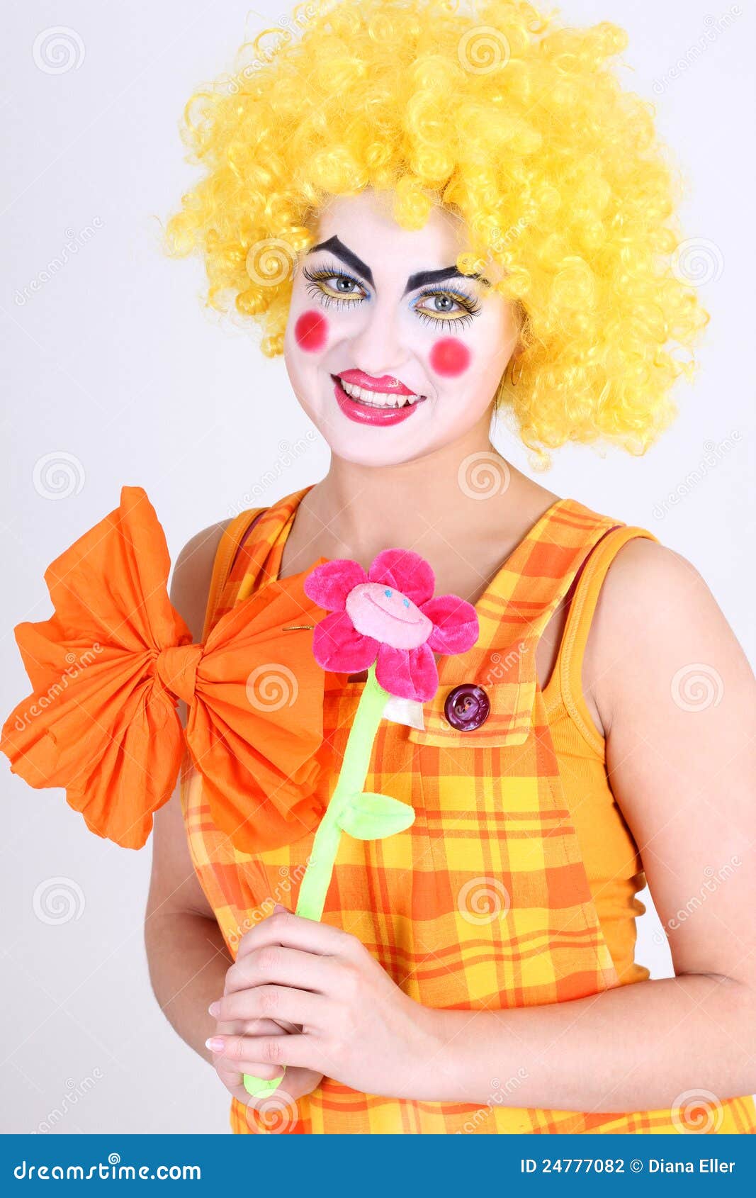 Funny Clown with Colourful Flower Stock Photo - Image of carnival ...
