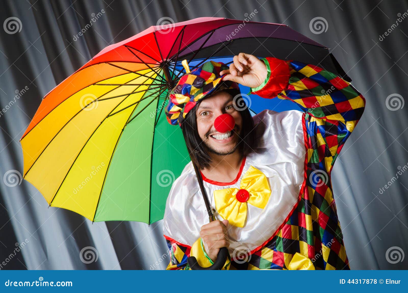 Funny clown with colourful stock photo. Image of humorous - 44317878