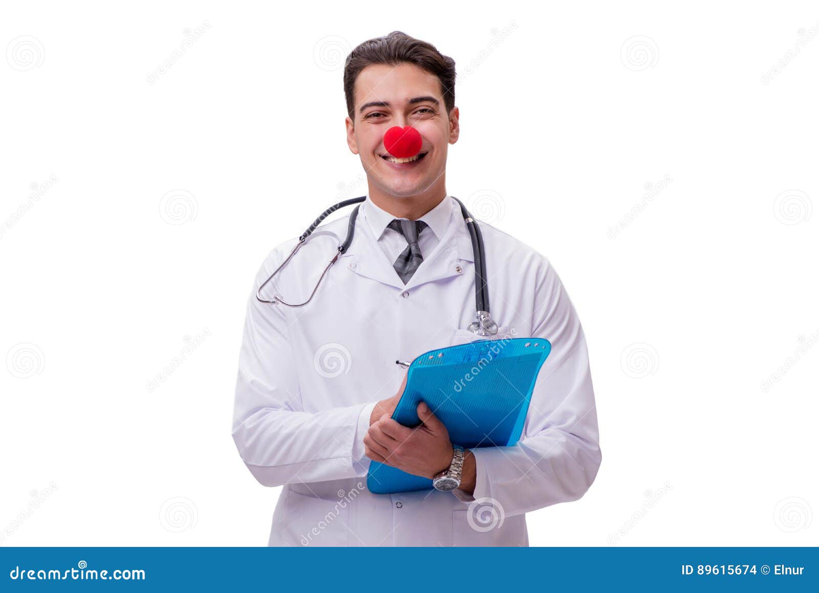 The Funny Clown Doctor Isolated On The White Background Stock Photo ...