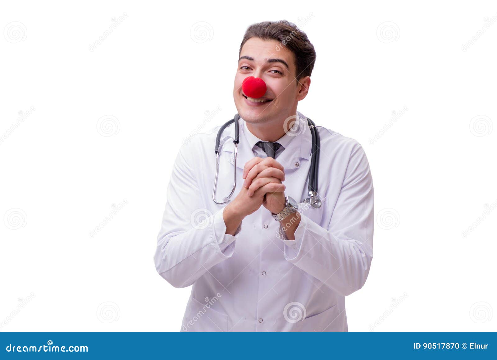 The Funny Clown Doctor Isolated on the White Background Stock Photo ...