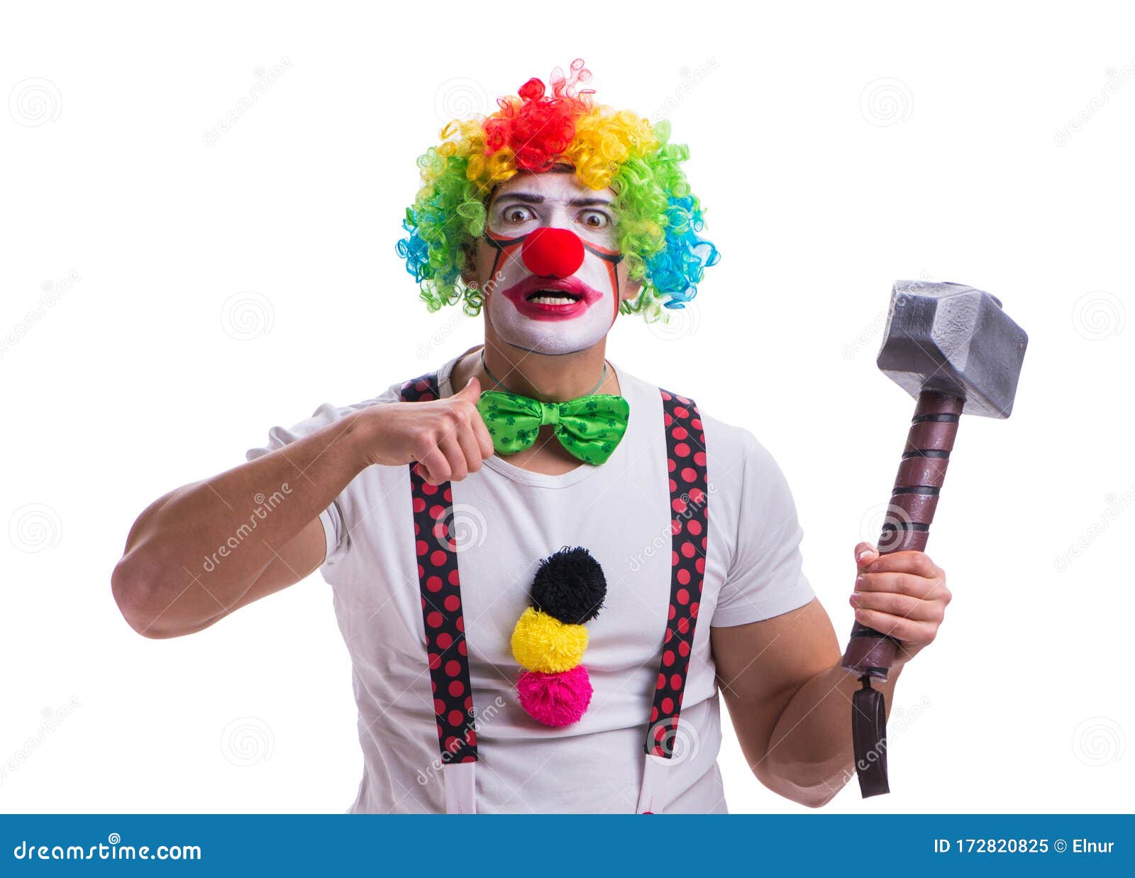 Funny Clown with a Hammer Isolated on White Background Stock Image ...