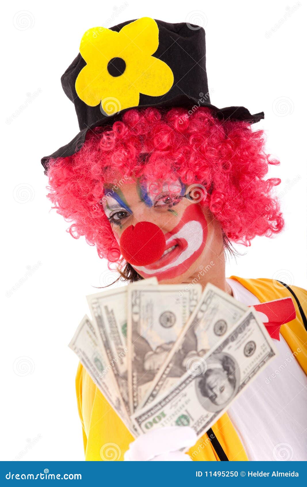 Funny clown holding money stock photo. Image of currency - 11495250