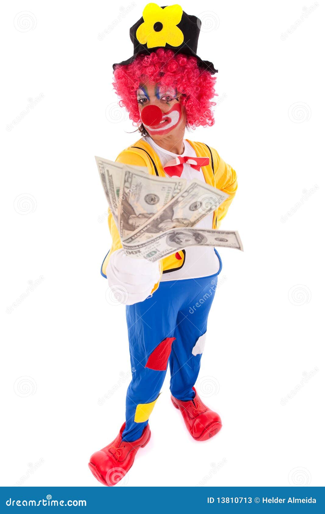 Funny clown holding money stock image. Image of clothing - 13810713
