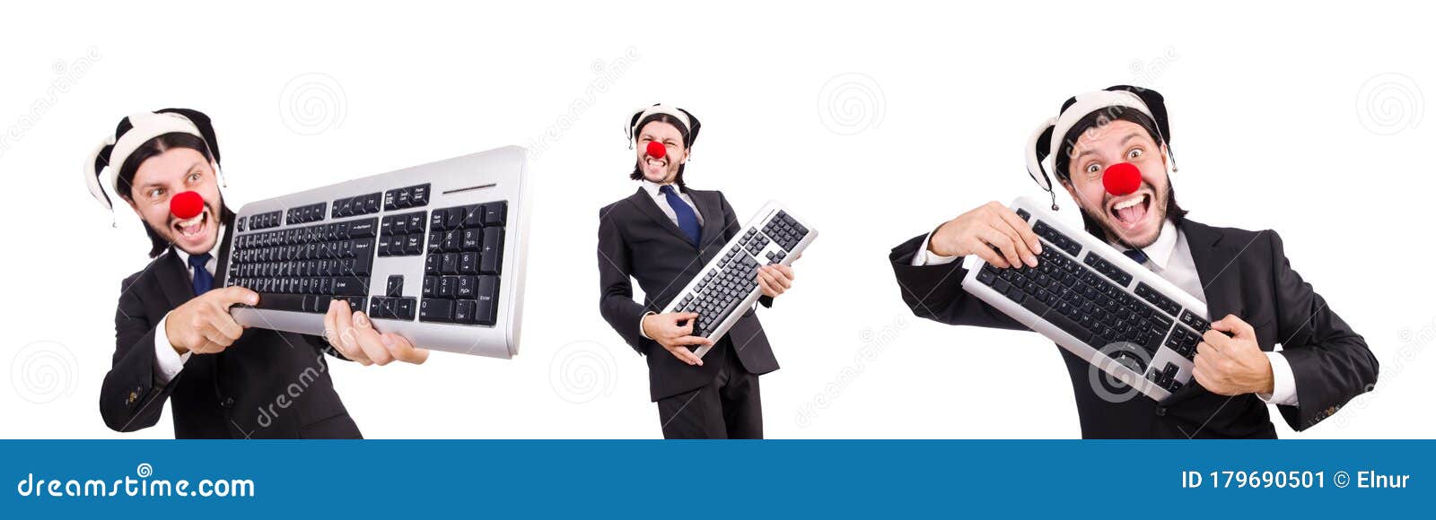 Funny Clown with Keyboard Isolated on White Stock Image - Image of case ...
