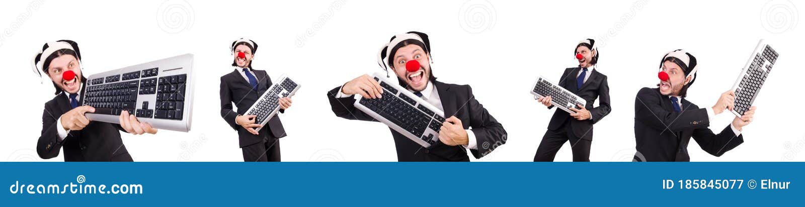 Funny Clown with Keyboard Isolated on White Stock Image - Image of ...