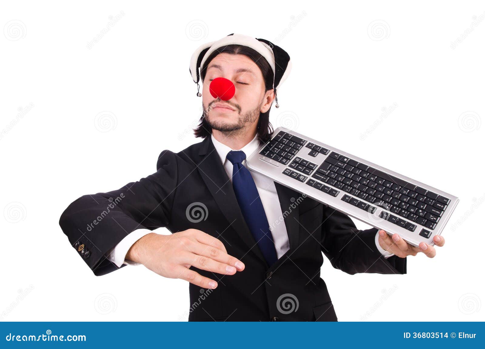 Funny clown with keyboard stock photo. Image of confident - 36803514