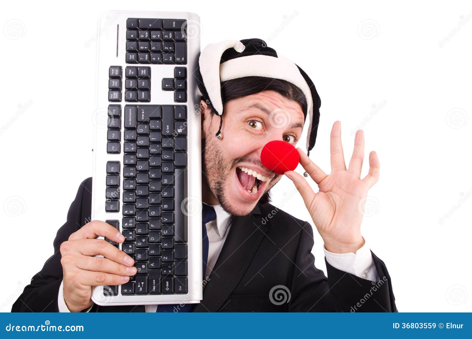 Funny clown with keyboard stock image. Image of comedy - 36803559