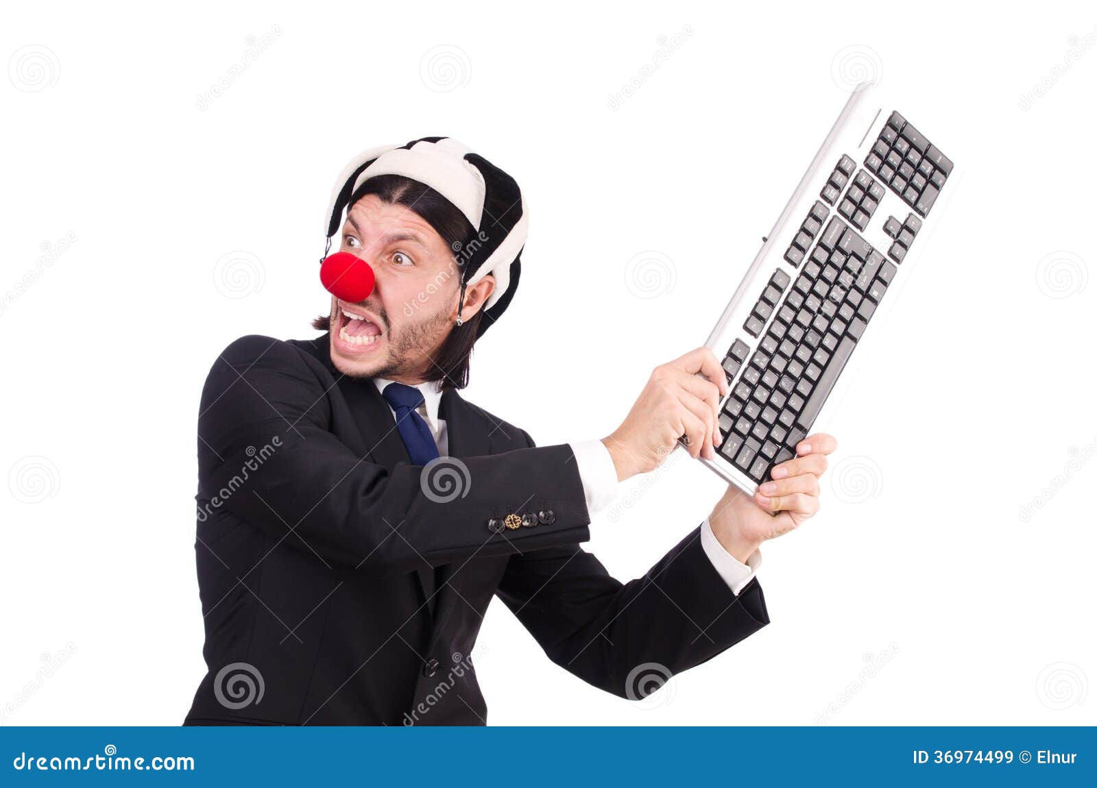 Funny clown with keyboard stock image. Image of businessman - 36974499