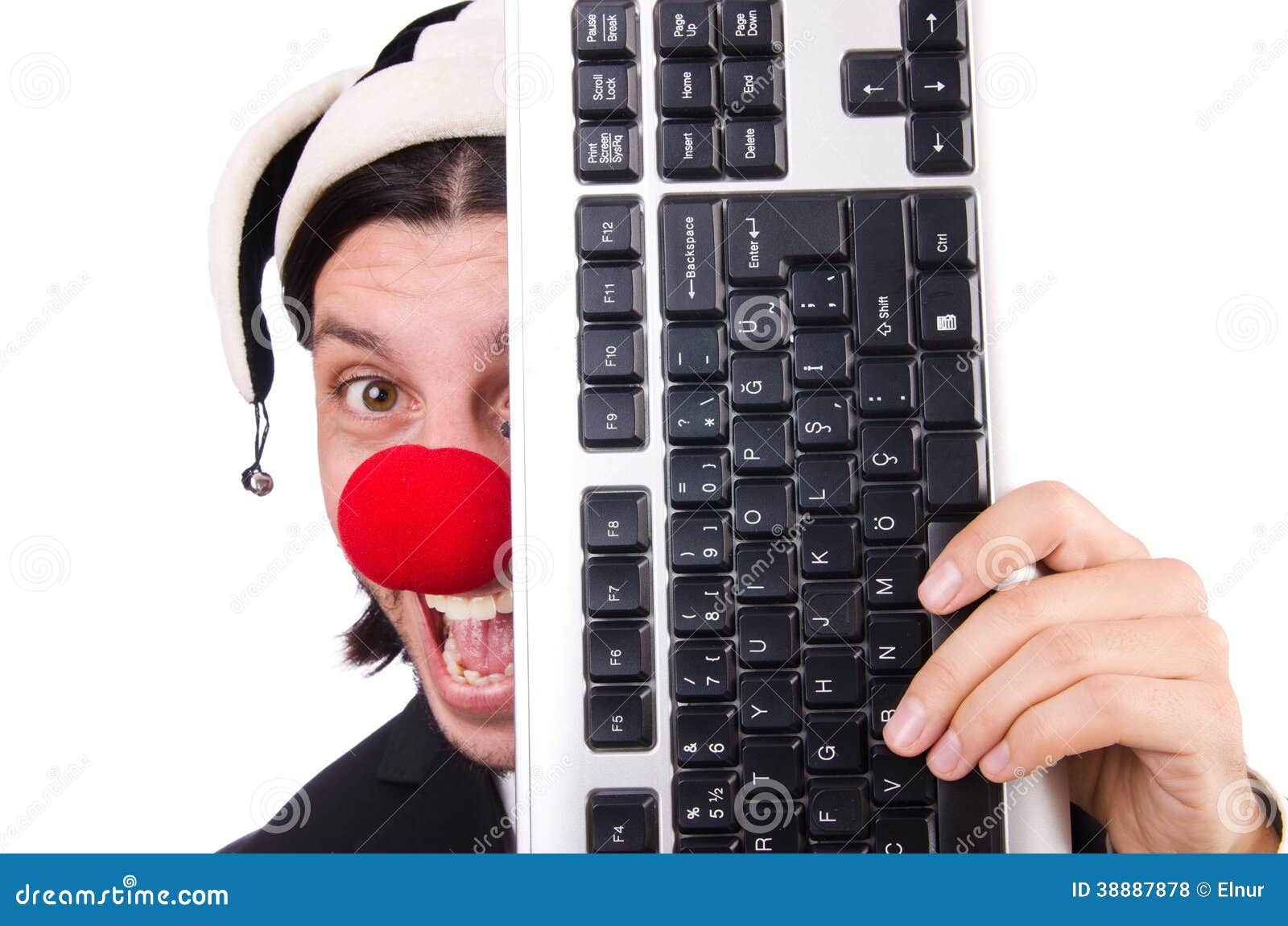 Funny clown with keyboard stock photo. Image of corporate - 38887878