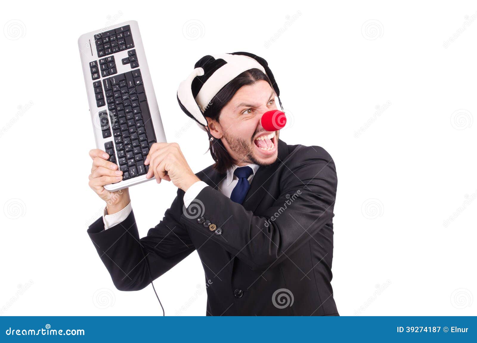 Funny clown with keyboard stock image. Image of attractive - 39274187