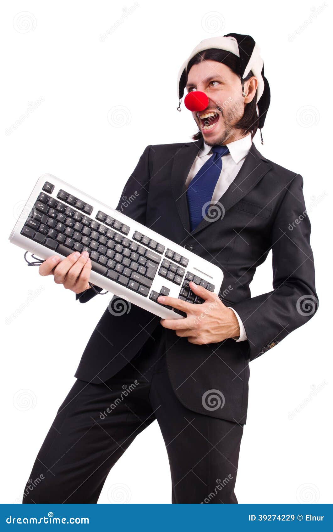 Funny clown with keyboard stock image. Image of humorous - 39274229