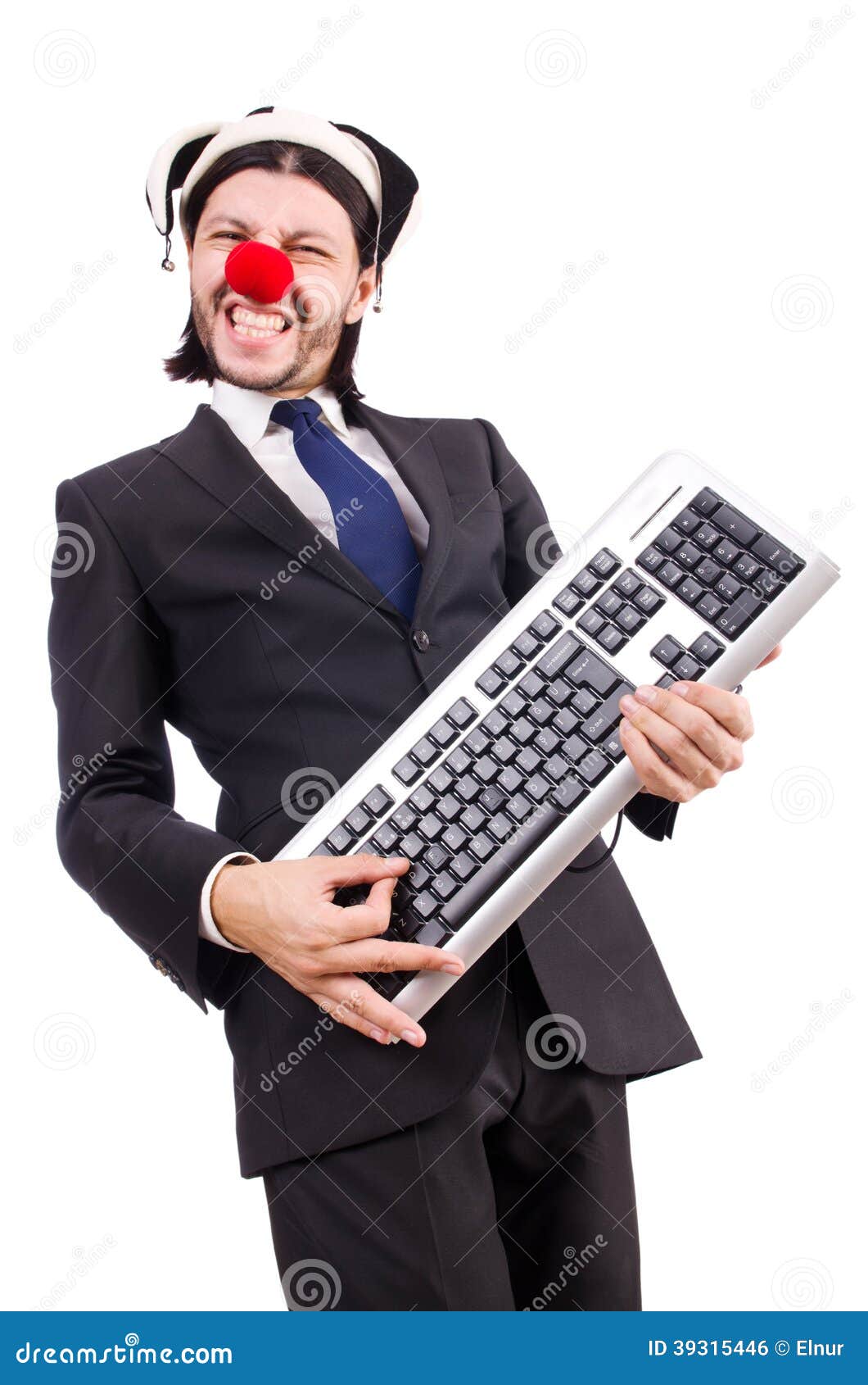 Funny clown with keyboard stock photo. Image of formal - 39315446