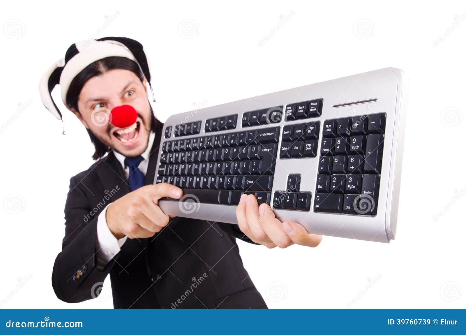 Funny clown with keyboard stock image. Image of comedy - 39760739