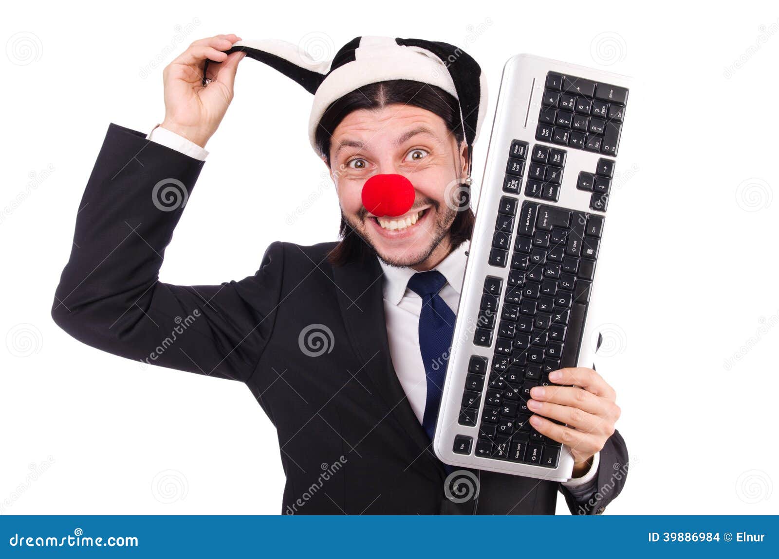Funny clown with keyboard stock photo. Image of formal - 39886984
