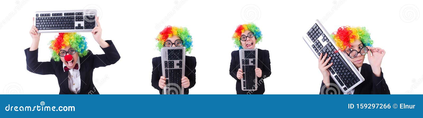 Funny Clown with Keyboard on White Stock Photo - Image of collection ...
