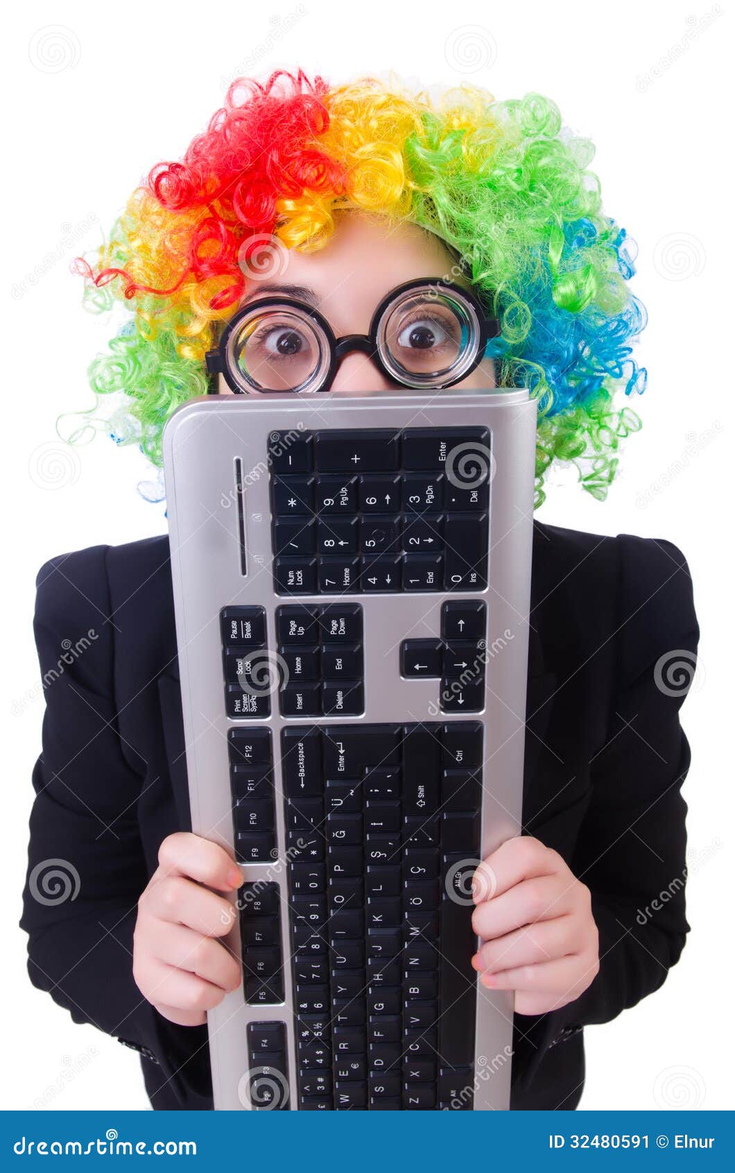 Funny clown with keyboard stock image. Image of caucasian - 32480591