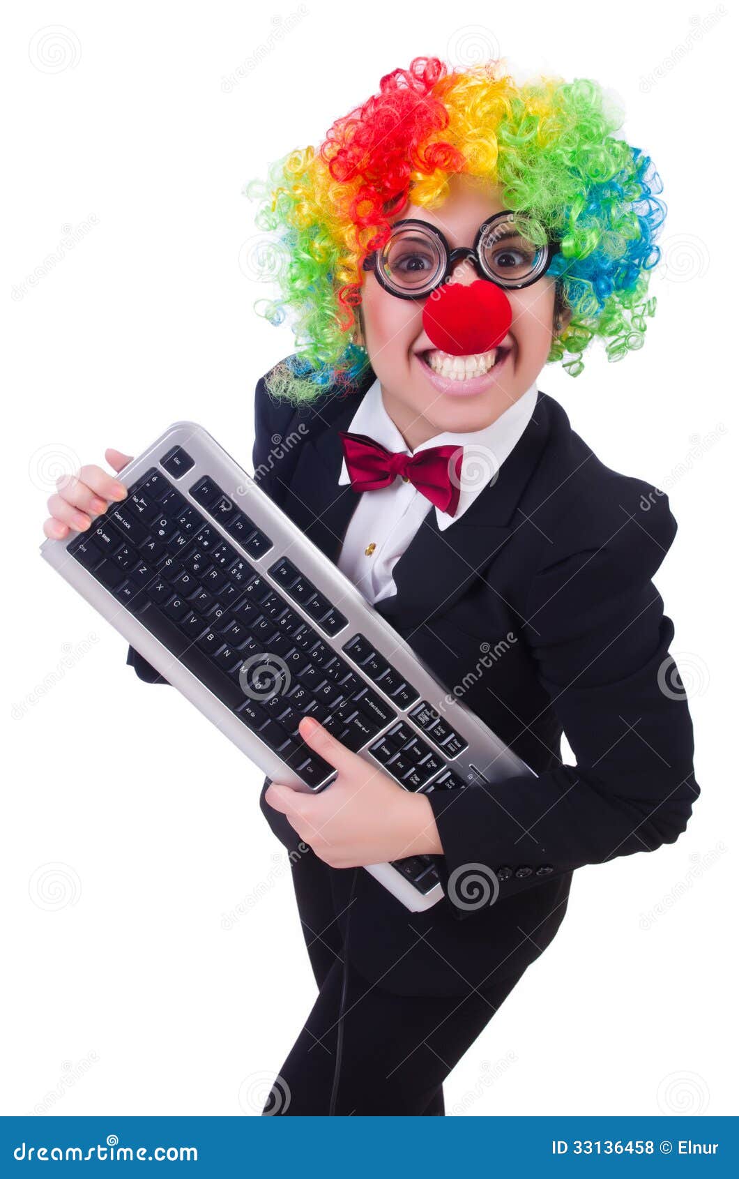 Funny clown with keyboard stock photo. Image of corporate - 33136458
