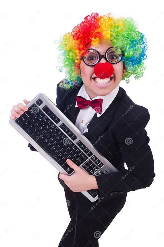Funny clown with keyboard stock photo. Image of corporate - 33136458