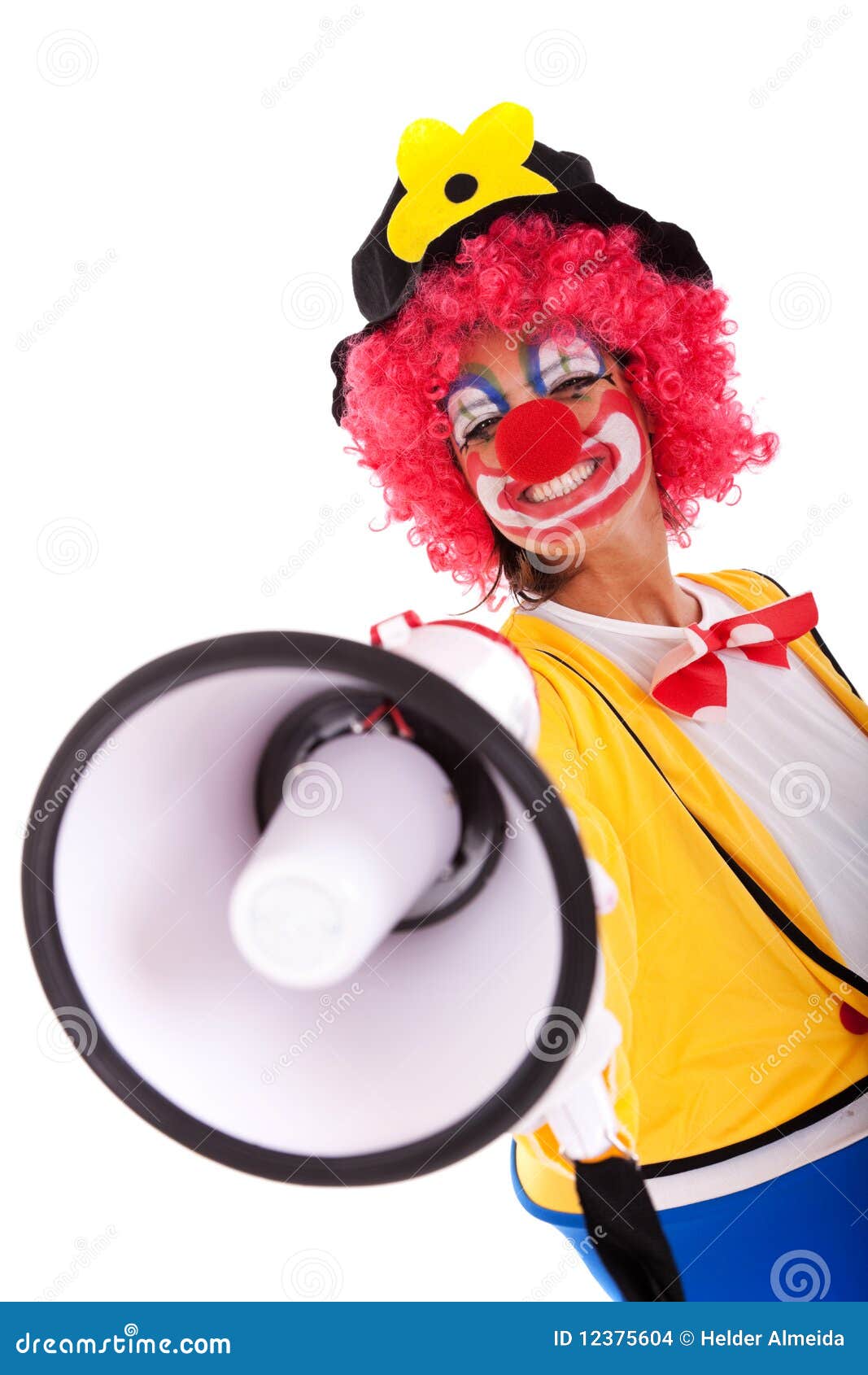 Funny Clown with a Megaphone Stock Photo - Image of female, color: 12375604