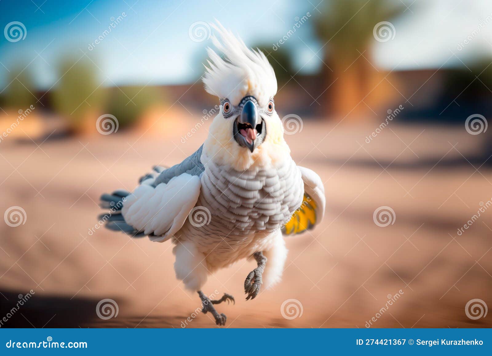 Funny Cockatoo Parrot Runs Into The Camera Stock Illustration Illustration Of Flight Lively