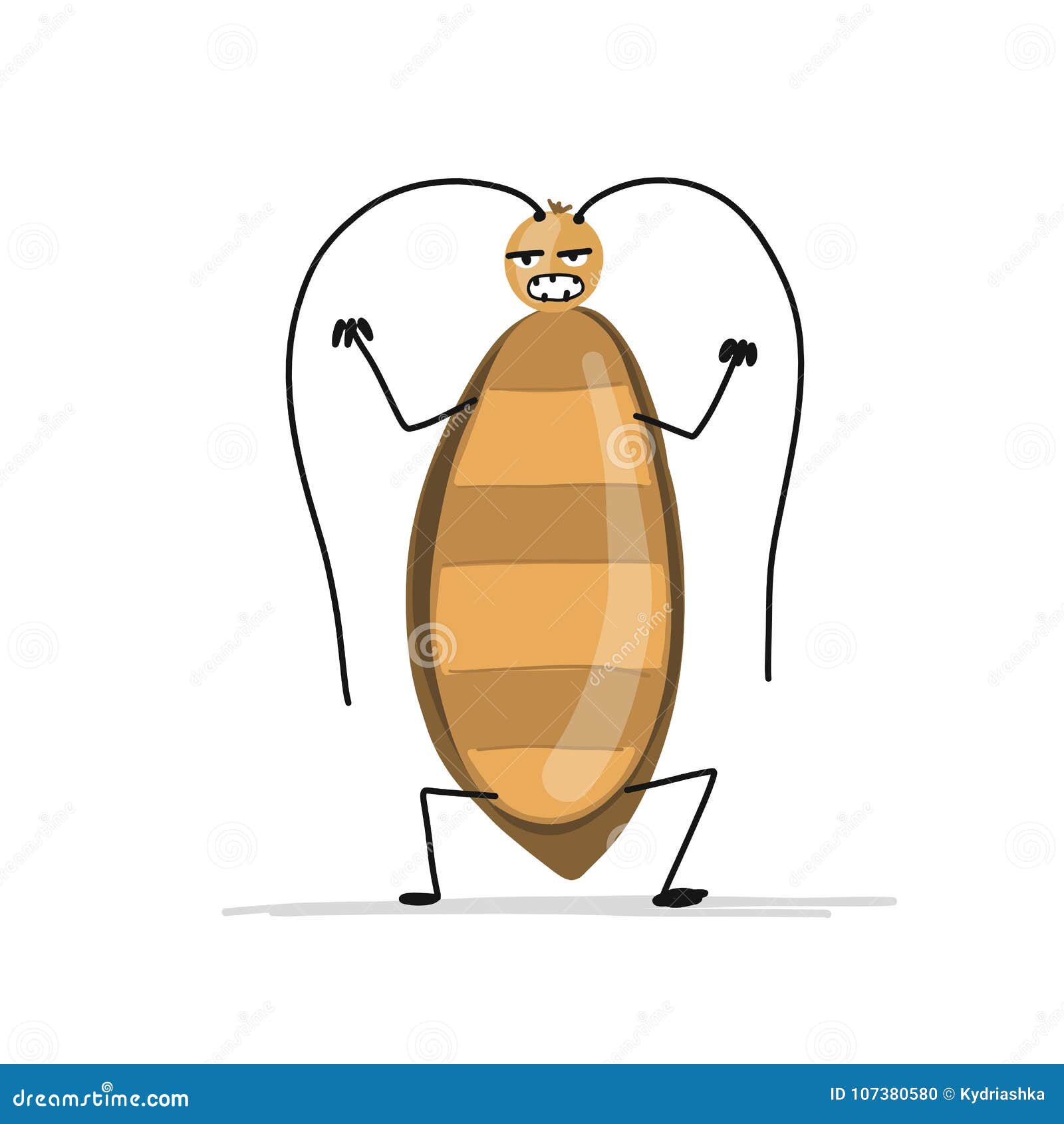 Funny Cockroach With Angry Face In Cartoon Style Vector Illustration ...