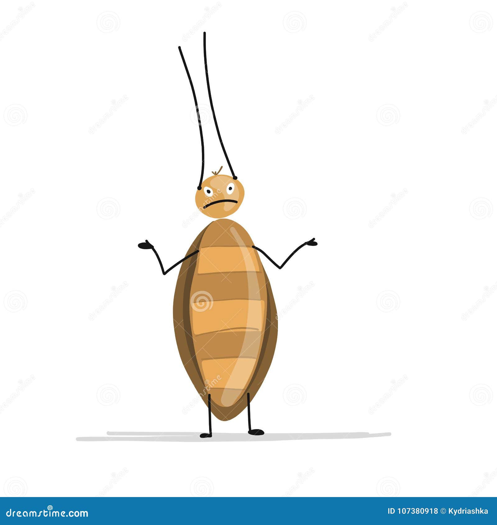 Funny Cockroach With Angry Face In Cartoon Style Vector Illustration ...