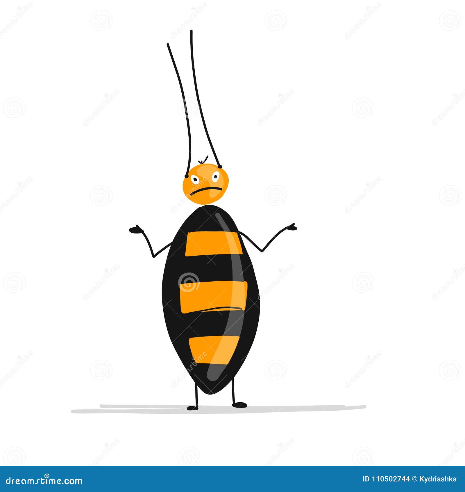 Funny Cockroach With Angry Face In Cartoon Style Vector Illustration ...