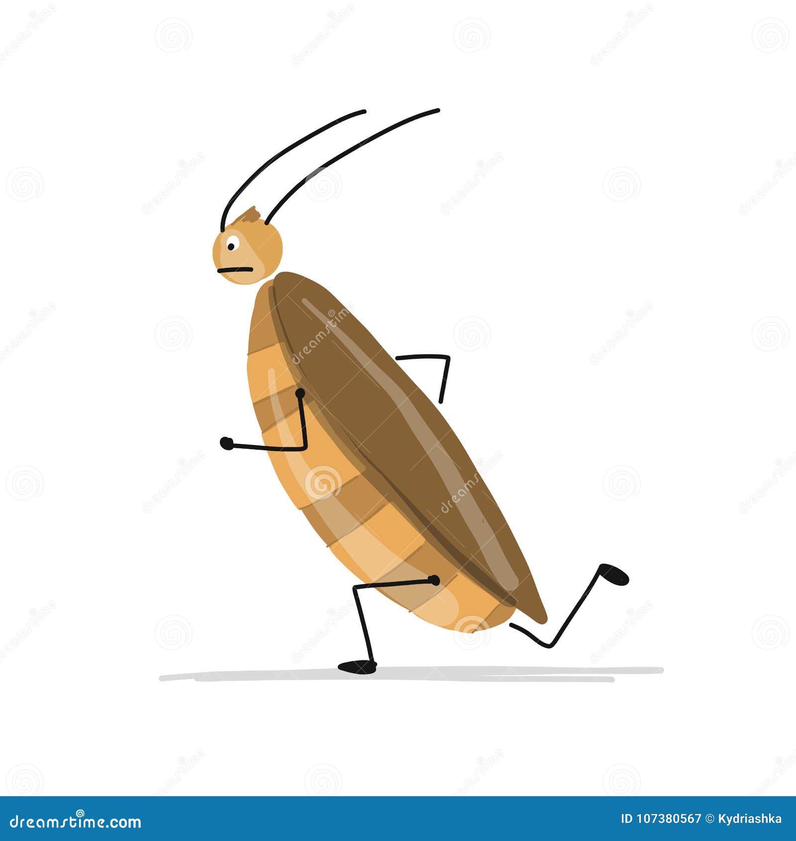 Funny Cockroach With Angry Face In Cartoon Style Vector Illustration ...