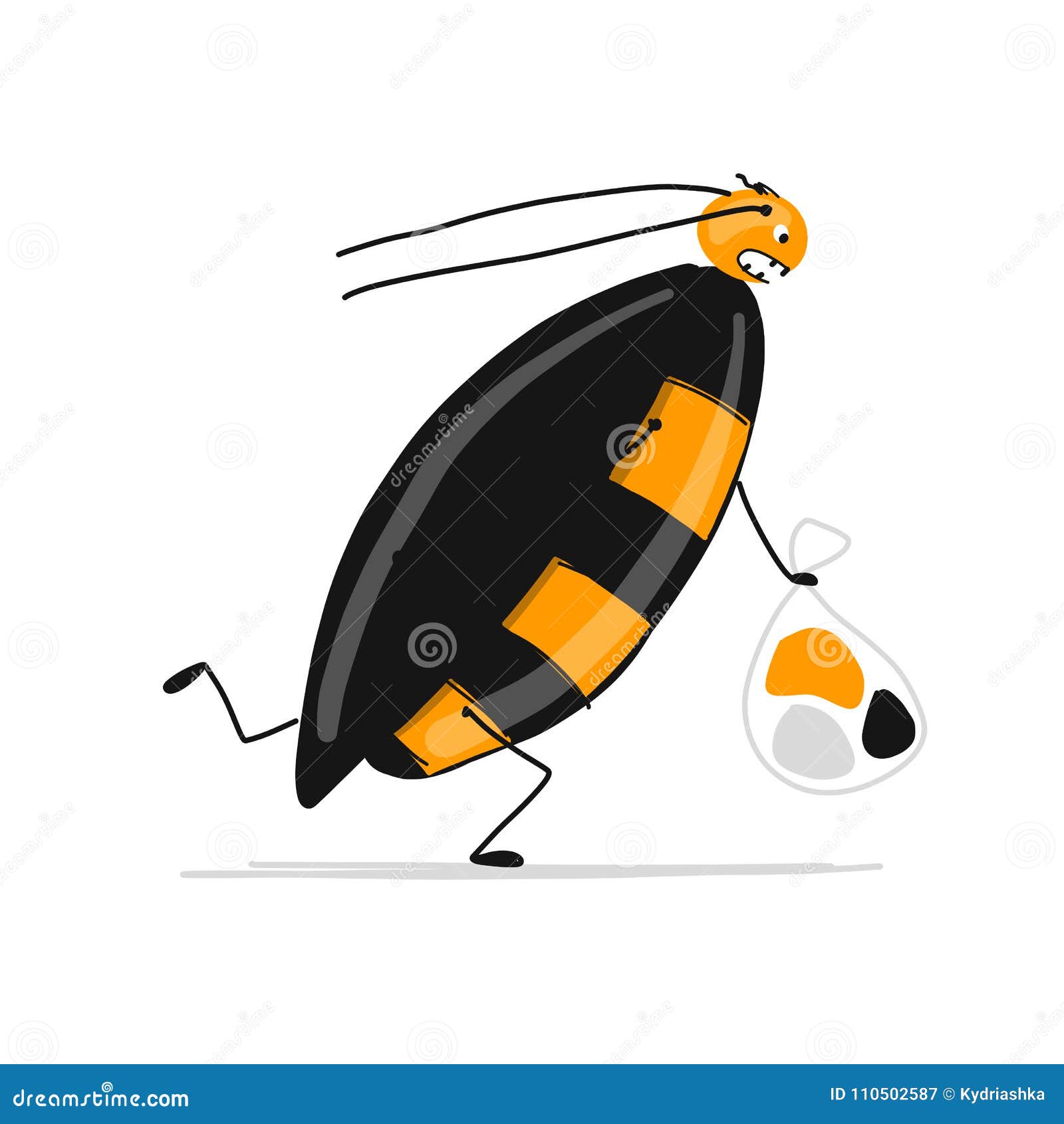 Funny Cockroach With Angry Face In Cartoon Style Vector Illustration ...