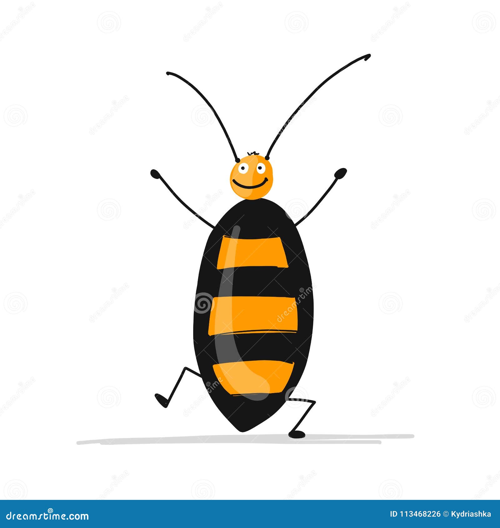 Funny Cockroach With Angry Face In Cartoon Style Vector Illustration ...