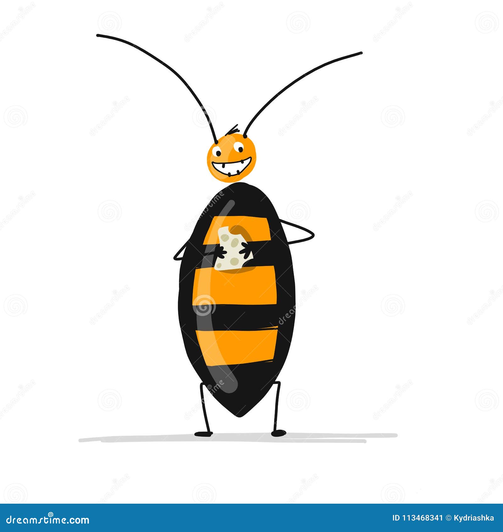 Funny Cockroach With Angry Face In Cartoon Style Vector Illustration ...