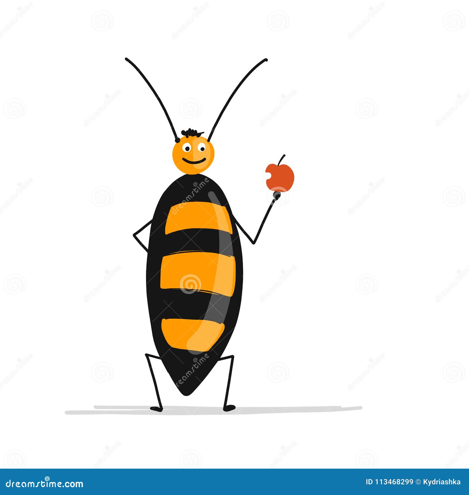 Funny Cockroach With Angry Face In Cartoon Style Vector Illustration ...