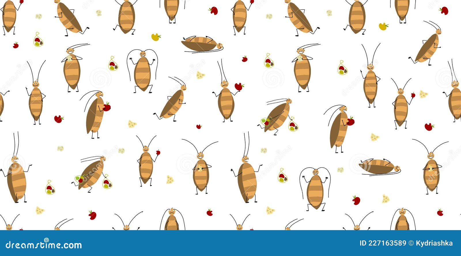Funny Cockroaches, Seamless Pattern for Your Design Stock Vector ...