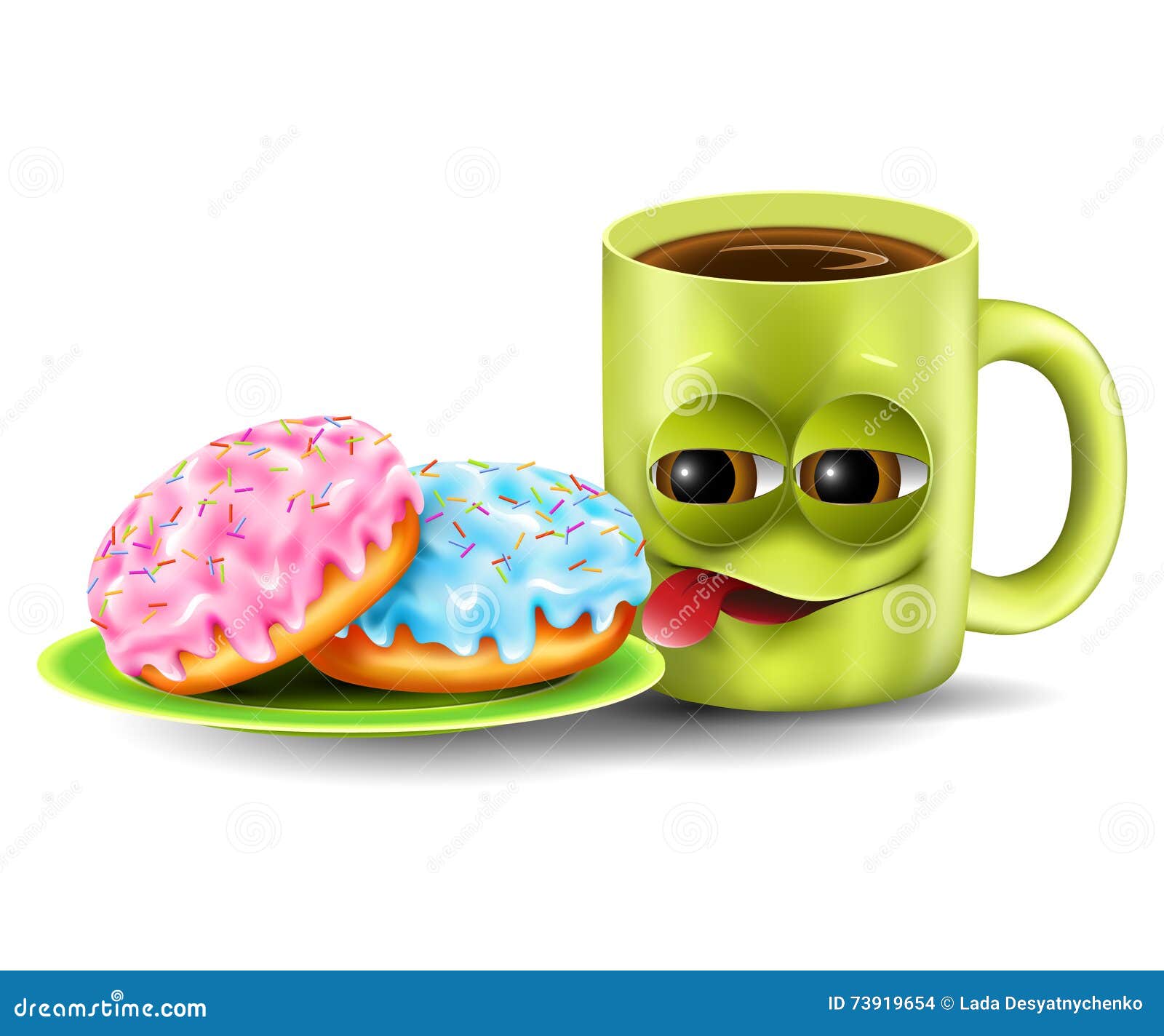 Funny Coffee Cup and Donuts Stock Vector - Illustration of bakery ...