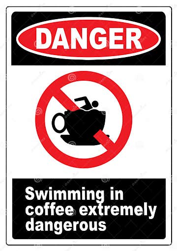 Funny coffee warning sign stock illustration. Illustration of dangerous ...