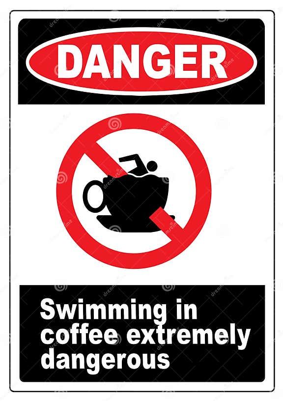 Funny coffee warning sign stock illustration. Illustration of dangerous ...