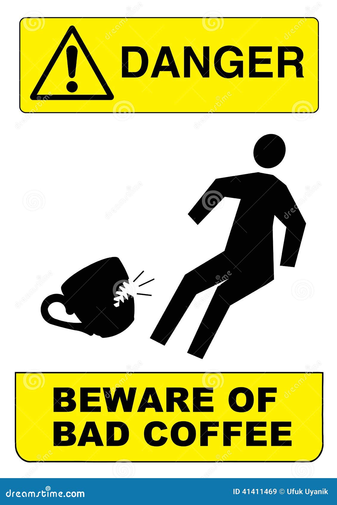 Funny coffee warning sign stock illustration. Illustration of beware ...