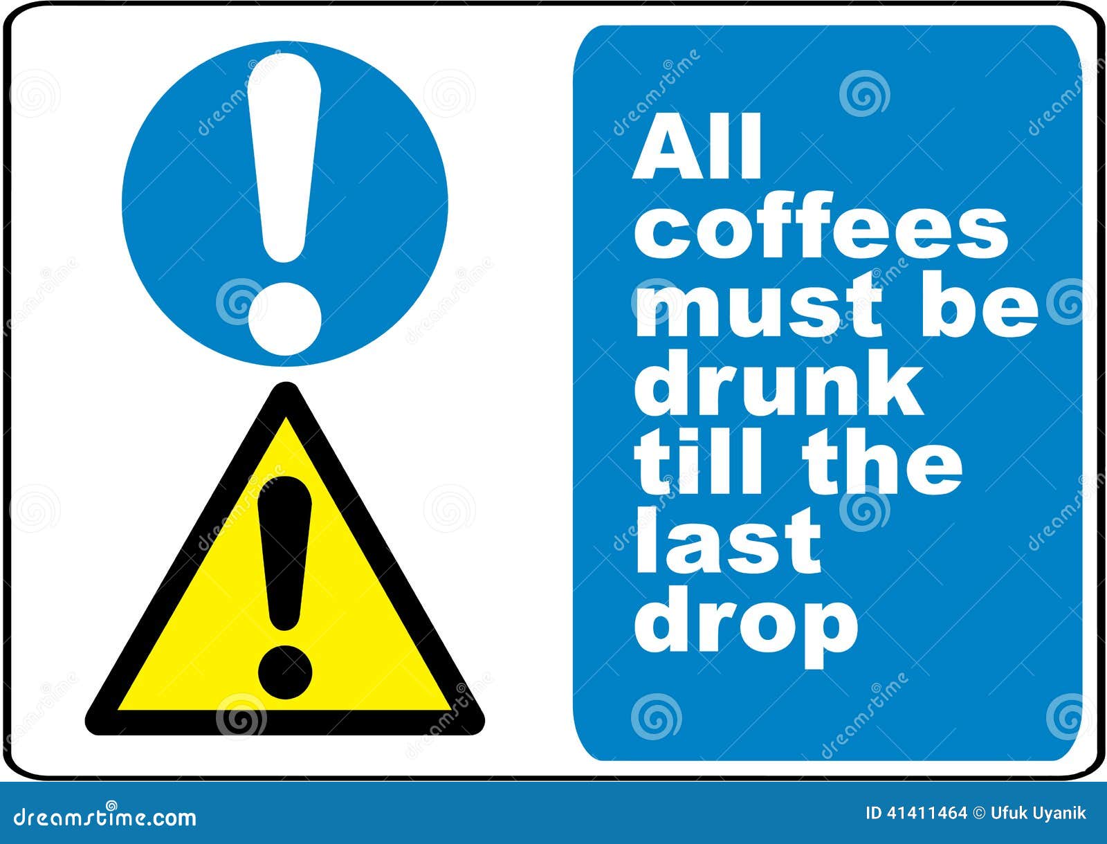 Funny coffee warning sign stock illustration. Illustration of latte ...