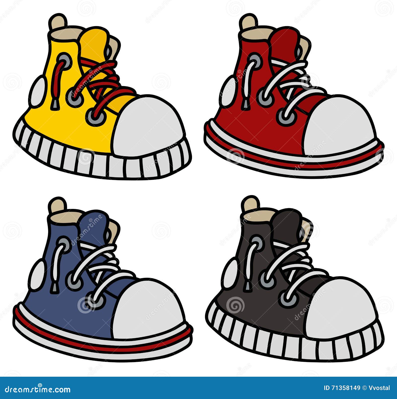 Funny color sneakers stock vector. Illustration of hand - 71358149