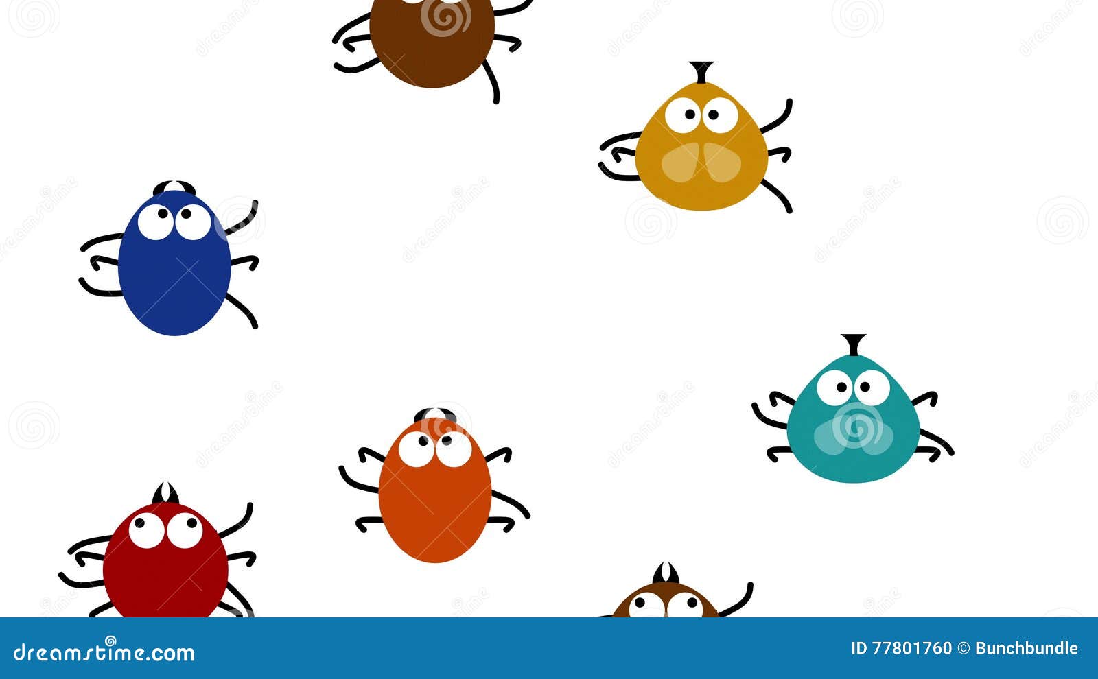 Funny Colored Insects Creep Up on White, 2d Animated Cartoon, Seamless ...