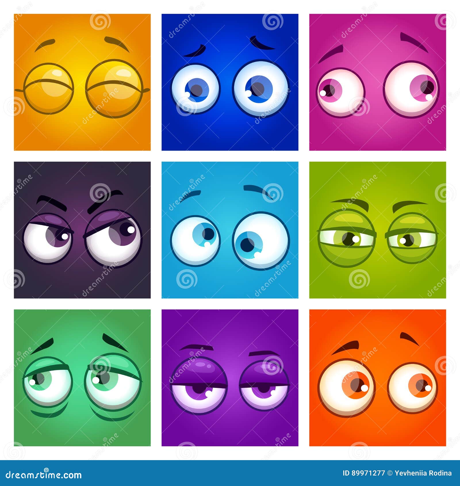 Funny Colorful Comic Square Avatars. Stock Vector - Illustration of ...