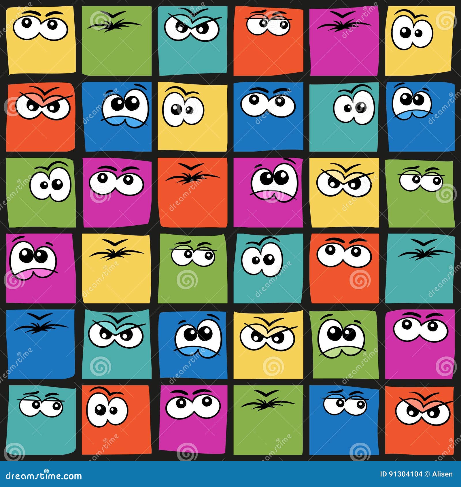 Funny Colorful Emotions Pattern. Square Smiles. Stock Vector ...