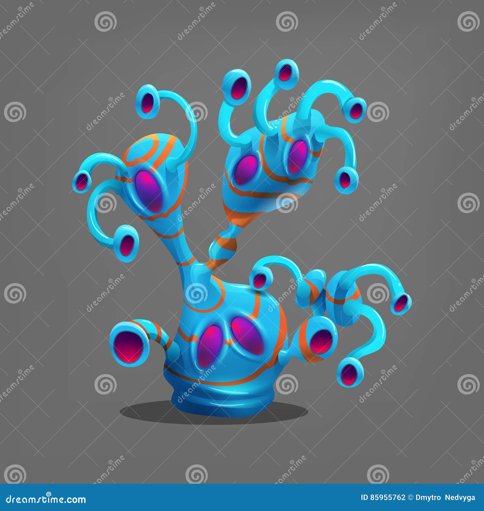 Funny Colorful Fantasy Alien Plants. Stock Vector - Illustration of ...