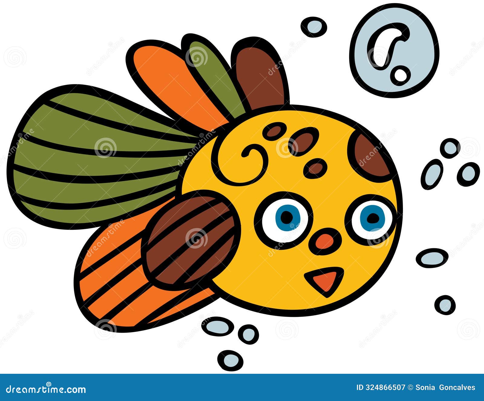 Funny Colorful Fish Isolated on White Stock Illustration - Illustration ...