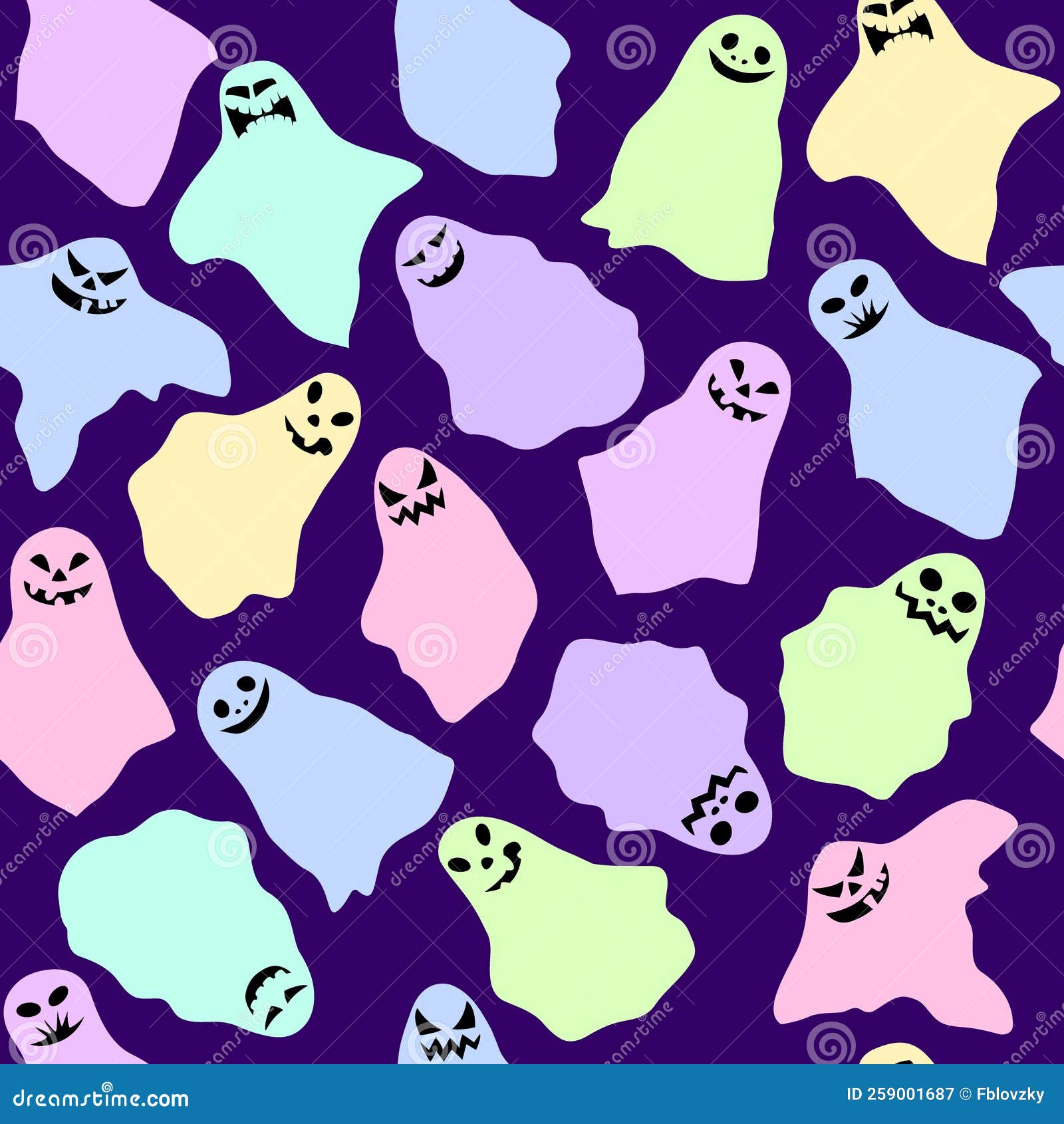 Funny colorful ghosts stock vector. Illustration of celebration - 259001687