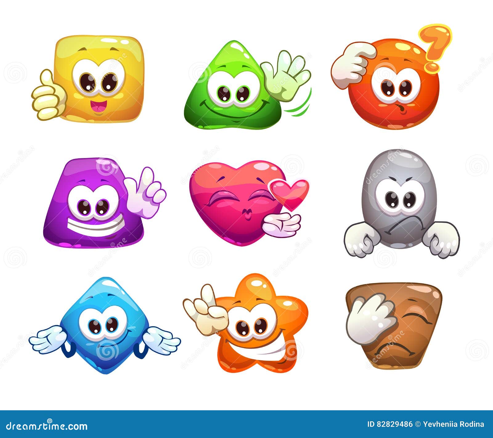 Funny Colorful Glossy Shape Characters Stock Vector - Illustration of ...