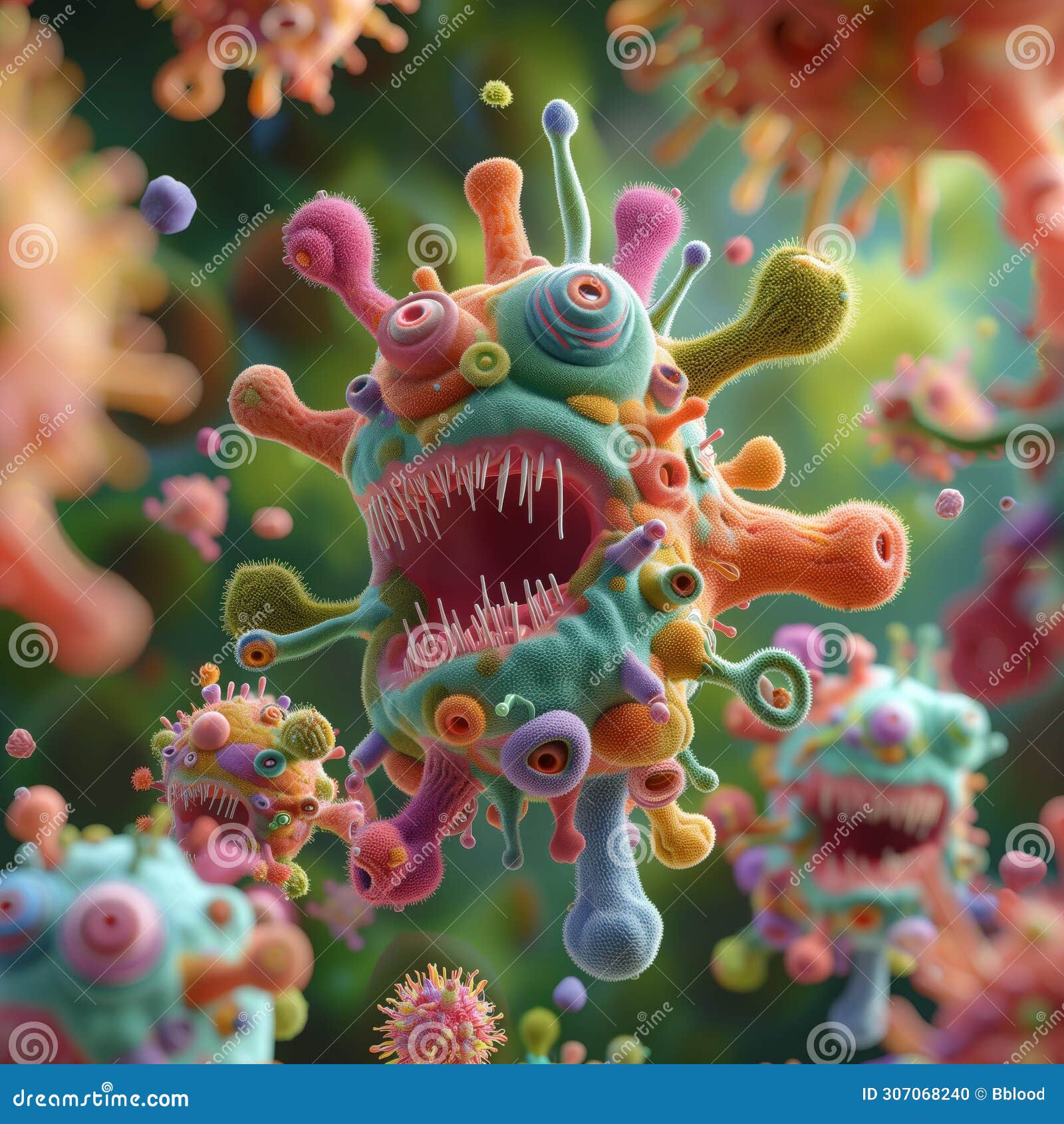 Funny Colorful Microscopic Virus or Bacteria Representation Stock Photo ...