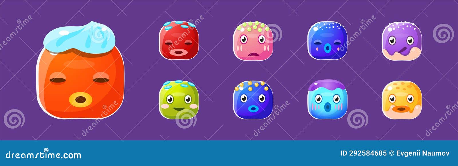 Funny Colorful Square Faces for Game Design Vector Set Stock Vector ...